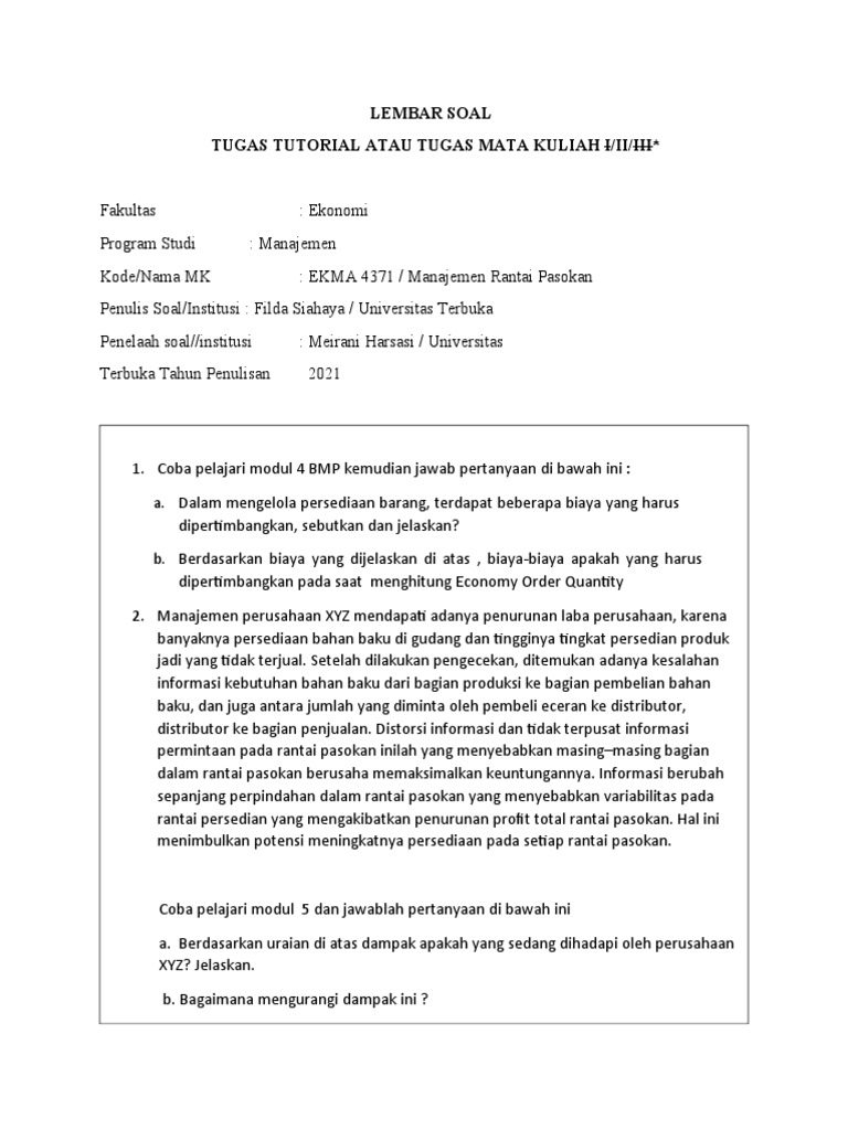 Tugas 2 Fuad Hasan 041854165 PDF | PDF