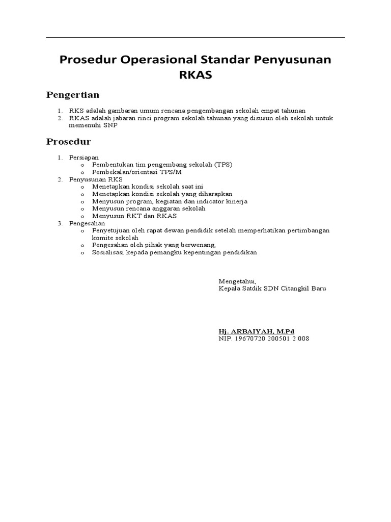 Pos Standar Penyusunan Rkas | PDF
