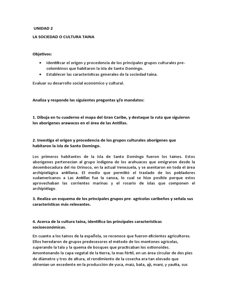 La Sociedad o Cultura Taina | PDF | Pueblos Indígenas de las Américas