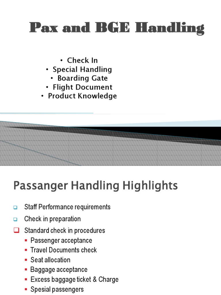 Pax and BGE Handling | PDF | Transport | Aviation