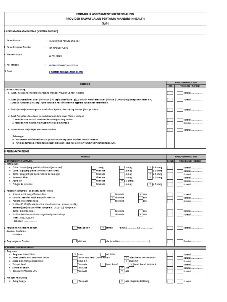 Form Recre Buat Klinik-Ug | PDF