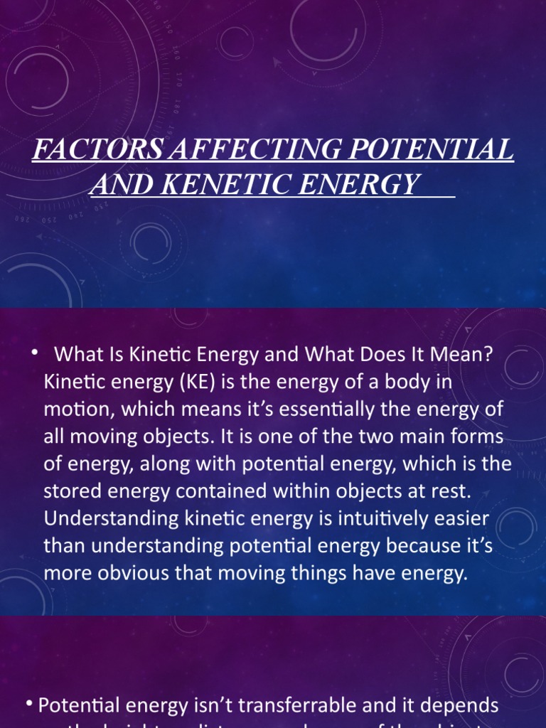 Factors Affecting Potential and Kenetic Energy | PDF | Potential Energy ...