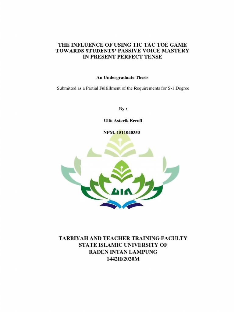 The Influence of Using Tic Tac Toe Game Towards Students' Passive Voice ...