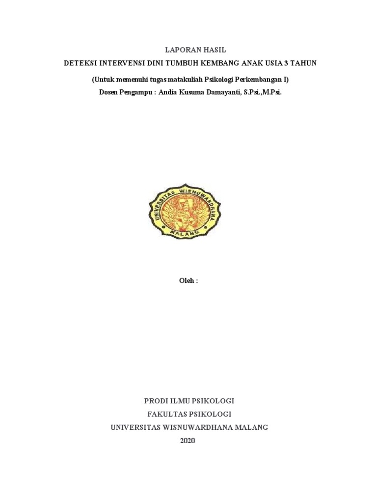 Contoh Format Tugas Uas Perkembangan 1 | PDF