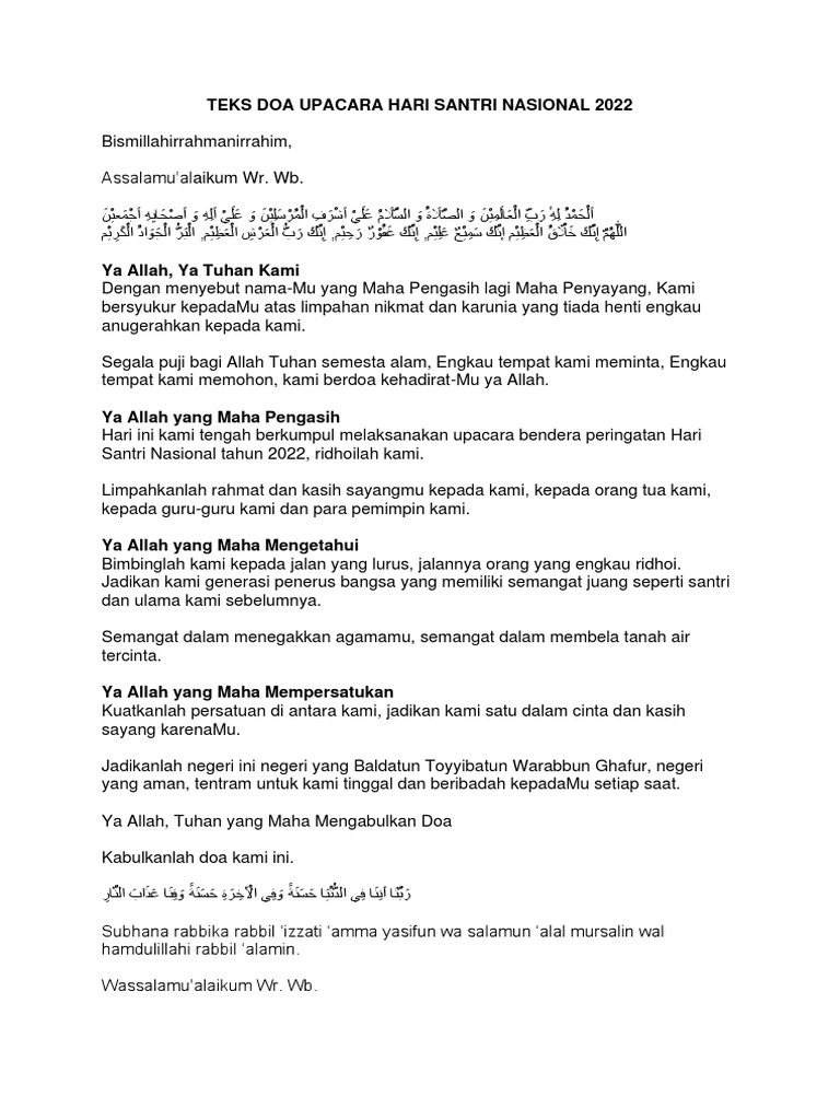 TEKS DOA UPACARA HSN 2022 - Masagipedia | PDF