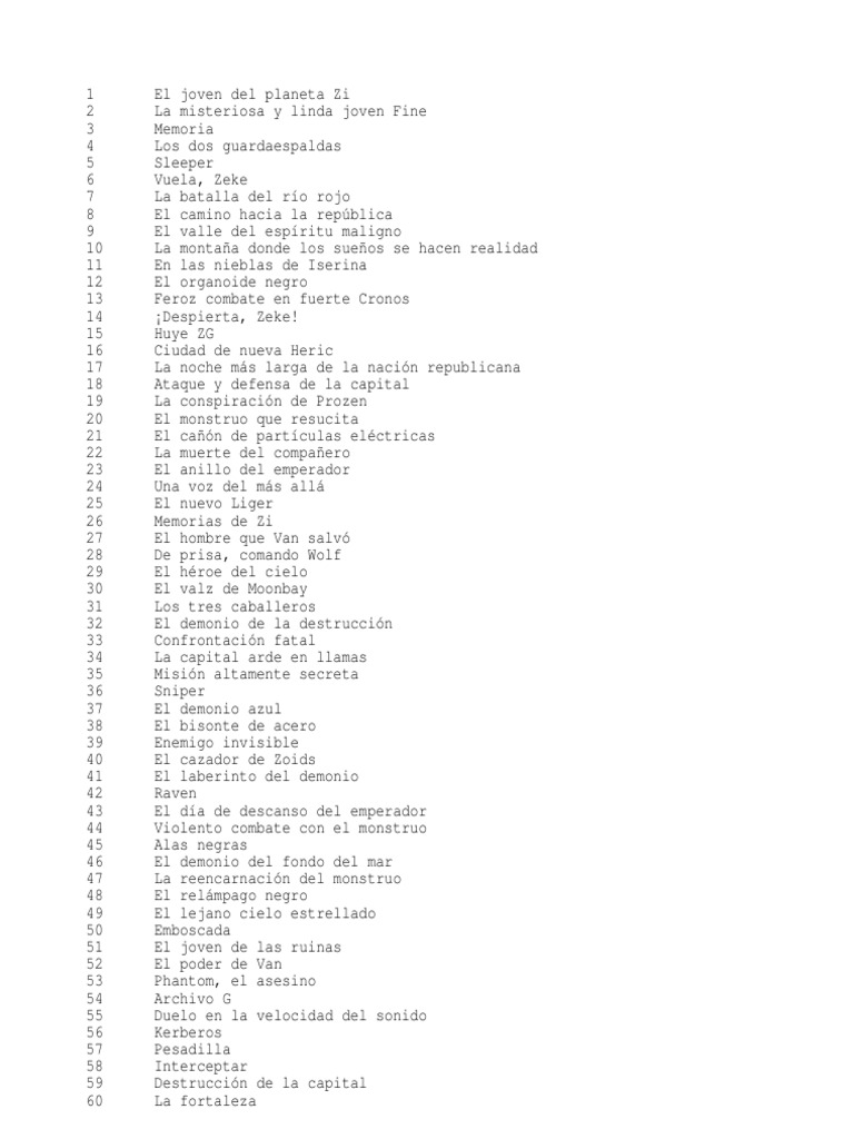 Capitulos de Zoids | PDF