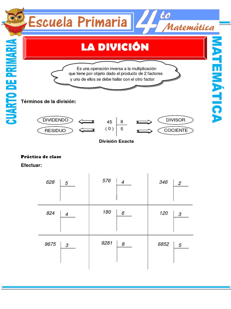 Que Es La Division para Cuarto de Primaria | PDF | División ...