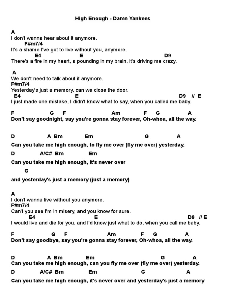 Damn Yankees - High Enough | PDF