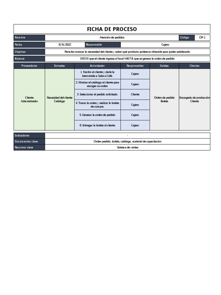 Ficha de Proceso | PDF | Cliente | Business