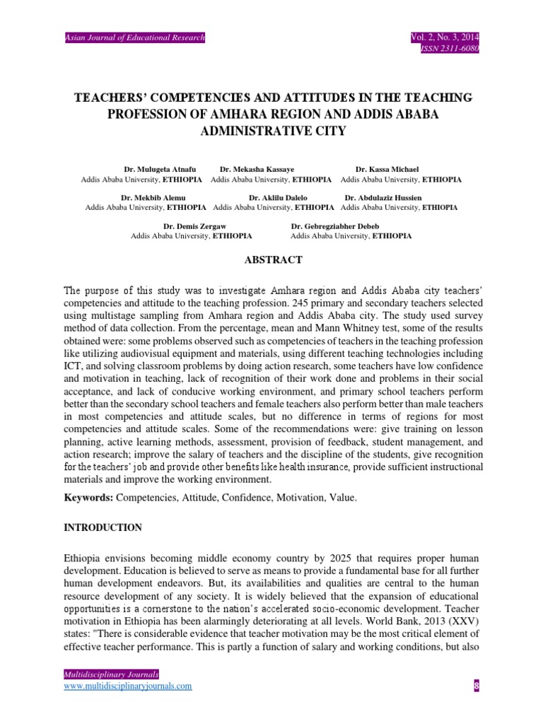 Full Paper Teachers' Competencies and Attitudes | PDF | Teachers ...