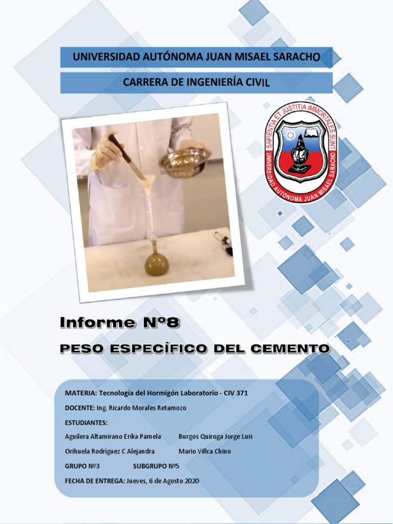 Informe 8 Subgrupo 5 | PDF | Hormigón | Cemento