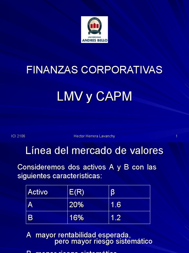 FC 7 - LMV y CAPM | PDF | Modelo de fijación de precios de activos de capital | Riesgo