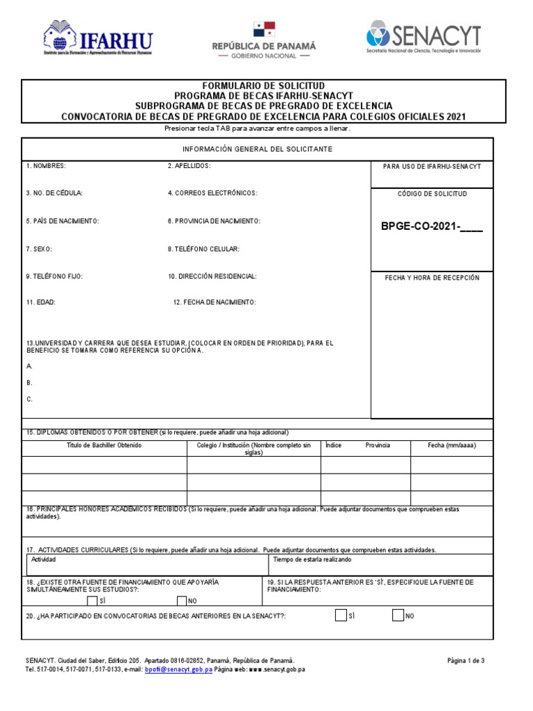 07 Formulario de Senacyt | PDF | Red mundial | Internet y web