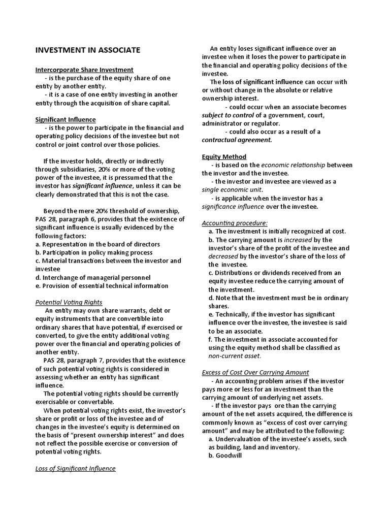 Investment in Associates Explained | PDF | Investing | Goodwill ...