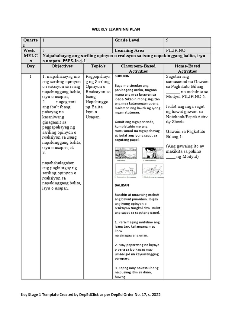 Subukin: Key Stage 1 Template Created by Depedclick As Per Deped Order ...