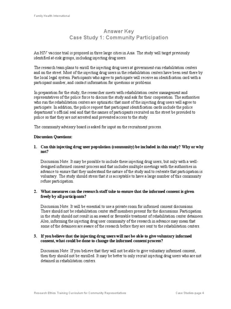 Community Participation Case Study | PDF | Informed Consent | Drug ...