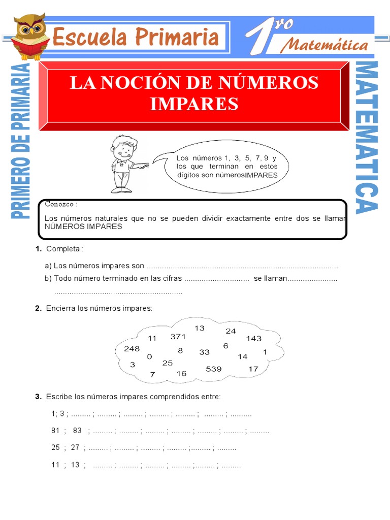 Números Impares para Primer Grado | PDF