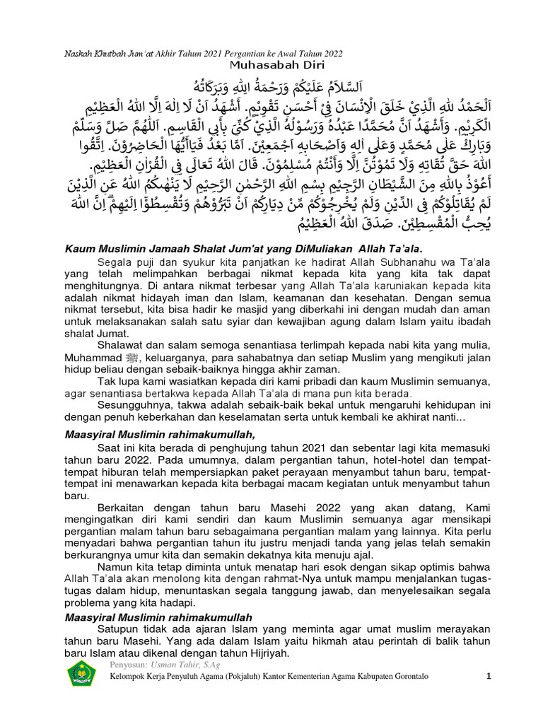 Khutbah: Sikap Muslim di Tahun Baru | PDF