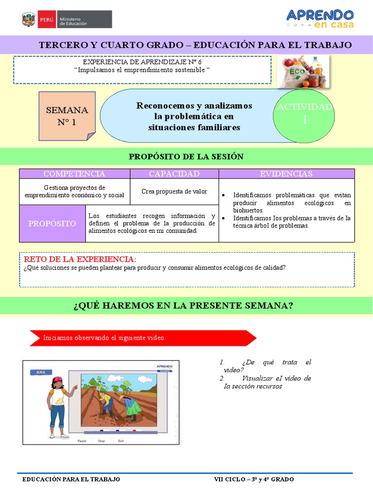 VI EXPERIENCIA DE APRENDIZAJE - ACT 1 - 3° y 4° GRADO - SEM 1 | PDF | Alimentos | Aprendizaje