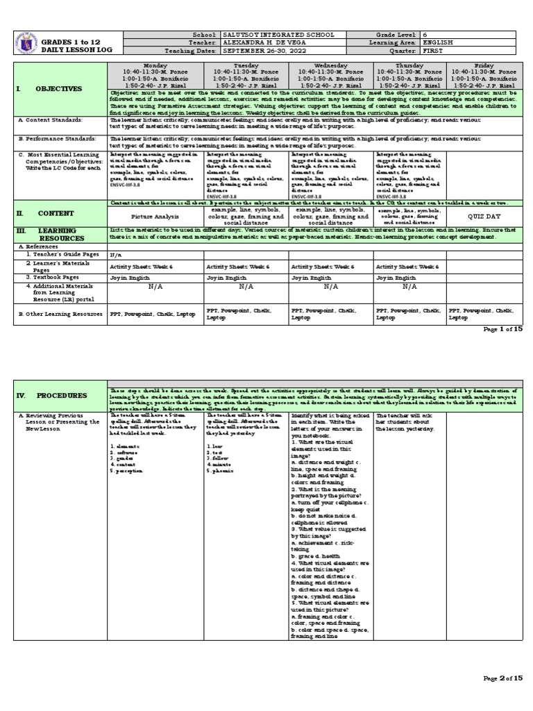 DLL English q1 Week 6 | Download Free PDF | Learning | Framing (Social ... DLL English q1 Week 6 | Download Free PDF | Learning | Framing (Social ...