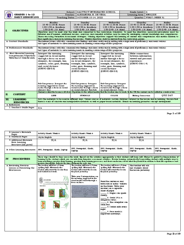 DLL English q1 Week 9 | PDF | Learning | Experience DLL English q1 Week 9 | PDF | Learning | Experience