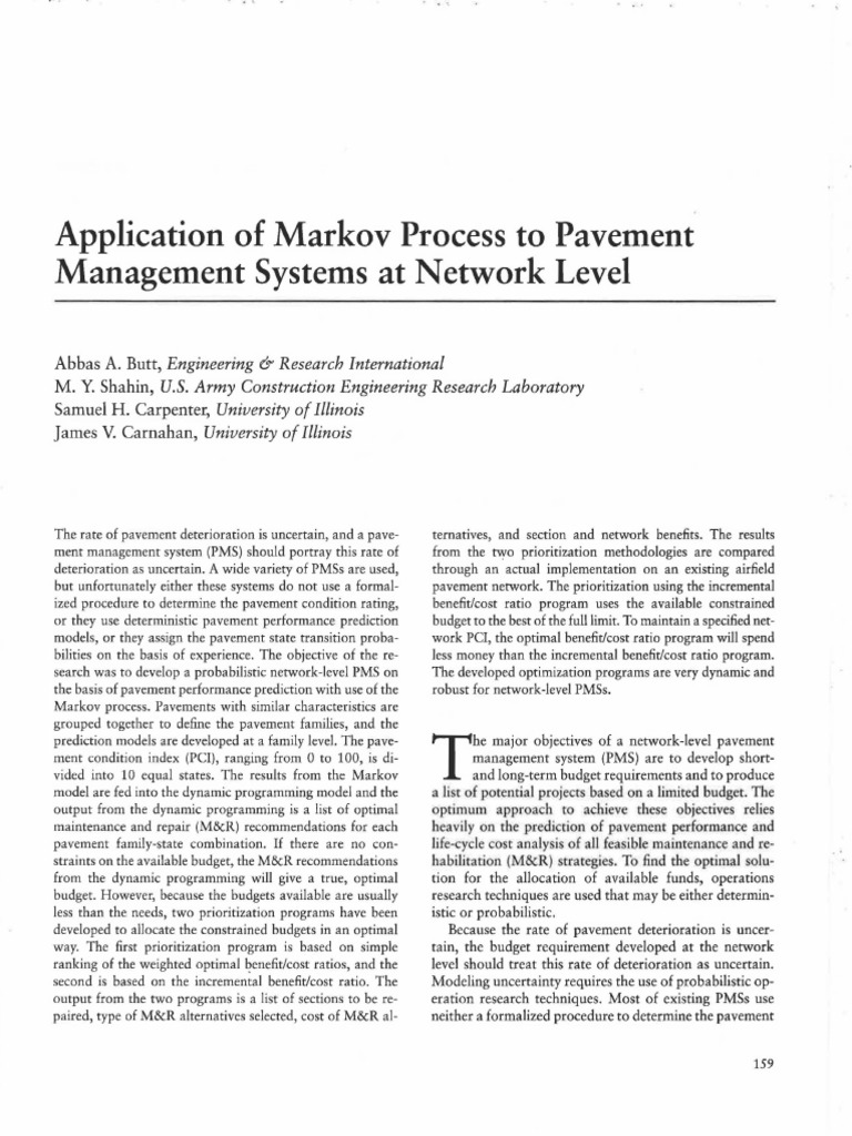 Application of Markov Process To Pavement Management Systems at Network Level | PDF | Markov ...