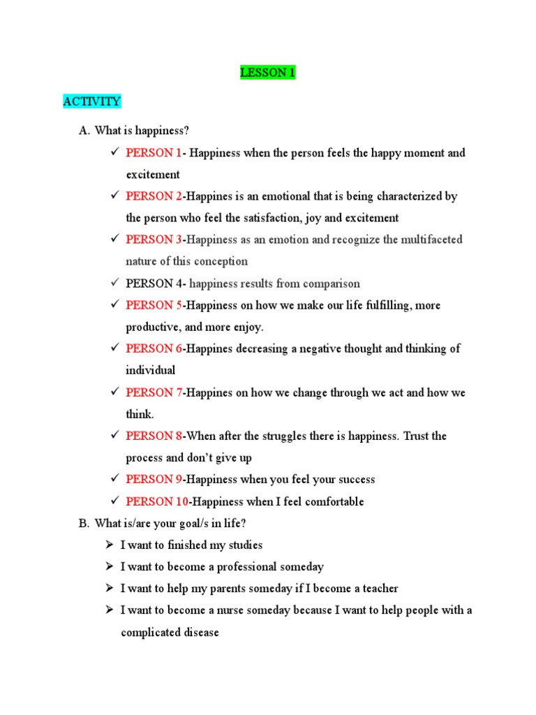STS 10 Act3 | PDF | Happiness | Goal