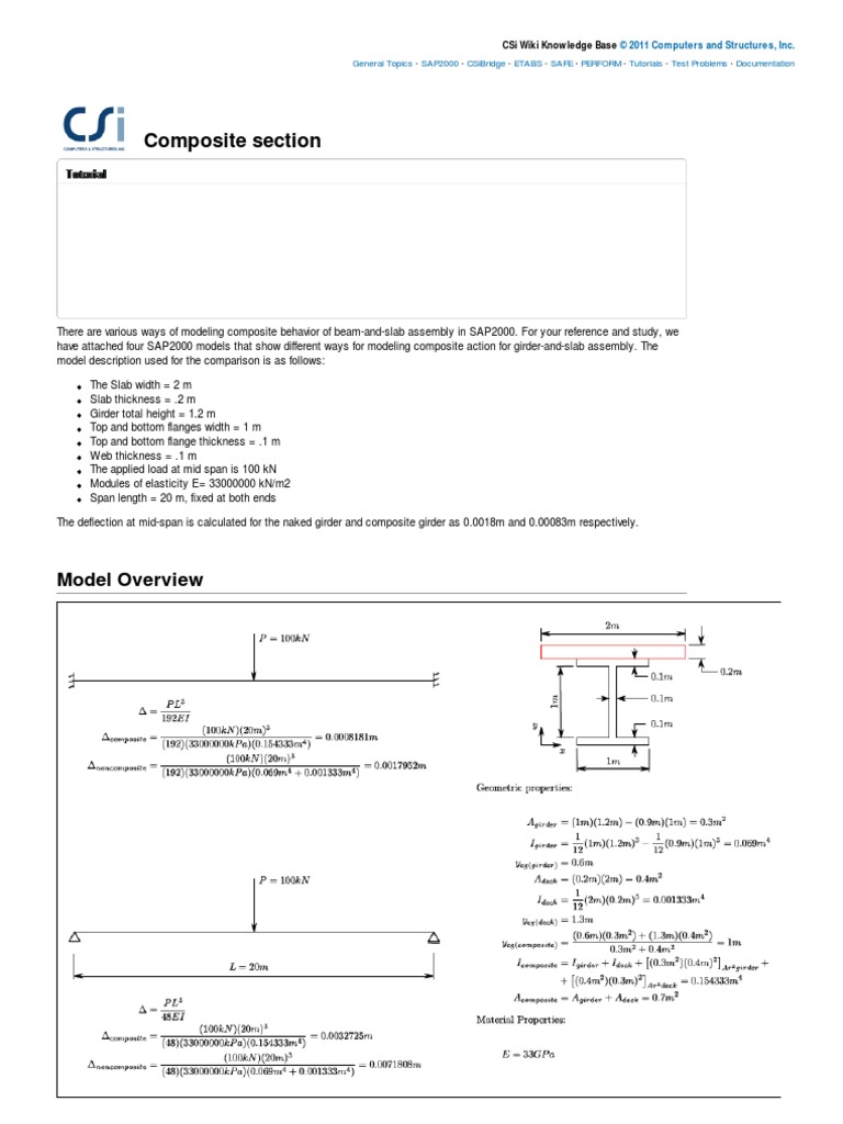 Composite Section - Tutorials - (CSI Wiki) | PDF | Beam (Structure ...