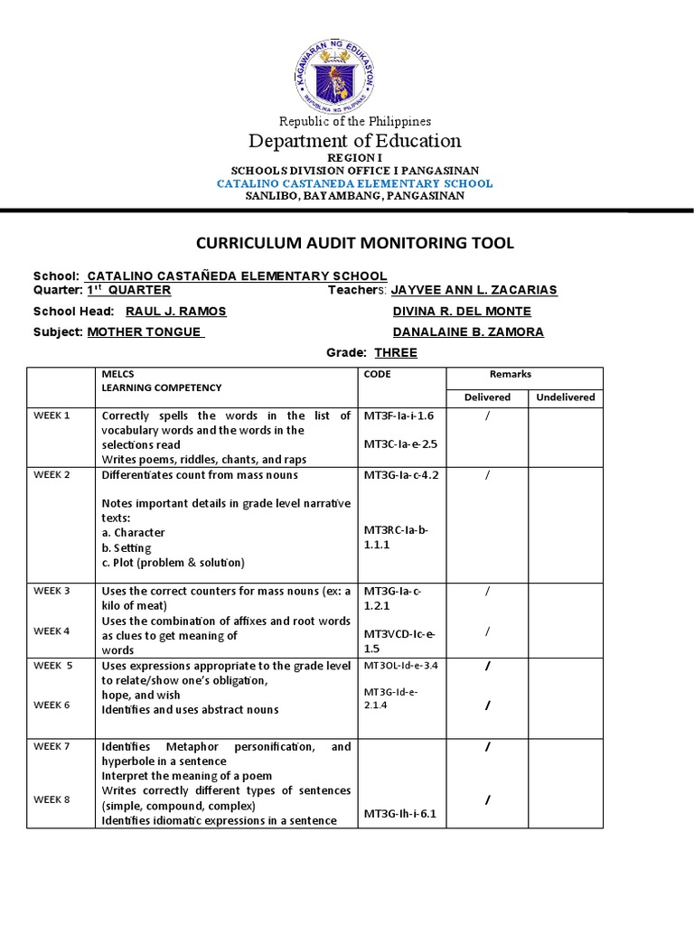 M.T Curriculum Audit | PDF | Linguistic Typology | Grammar