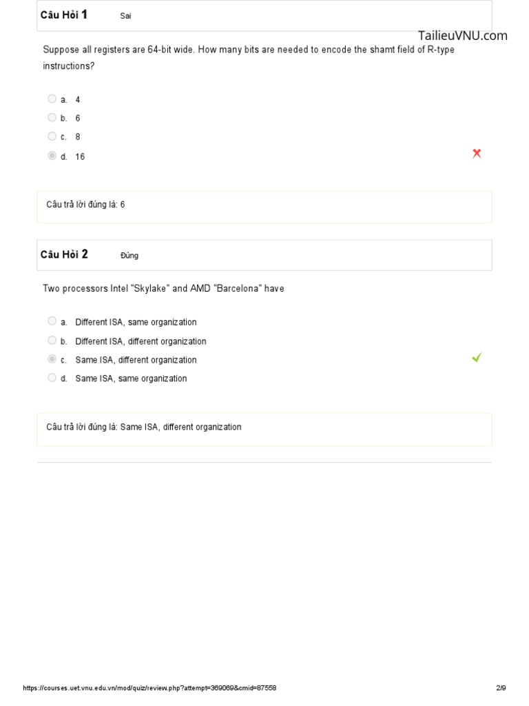 Đề Thi Và Đáp Án Kiến Trúc Máy Tính Giữa Kỳ 1 Năm Học 2021-2022 - UET | PDF | Computer Hardware ...