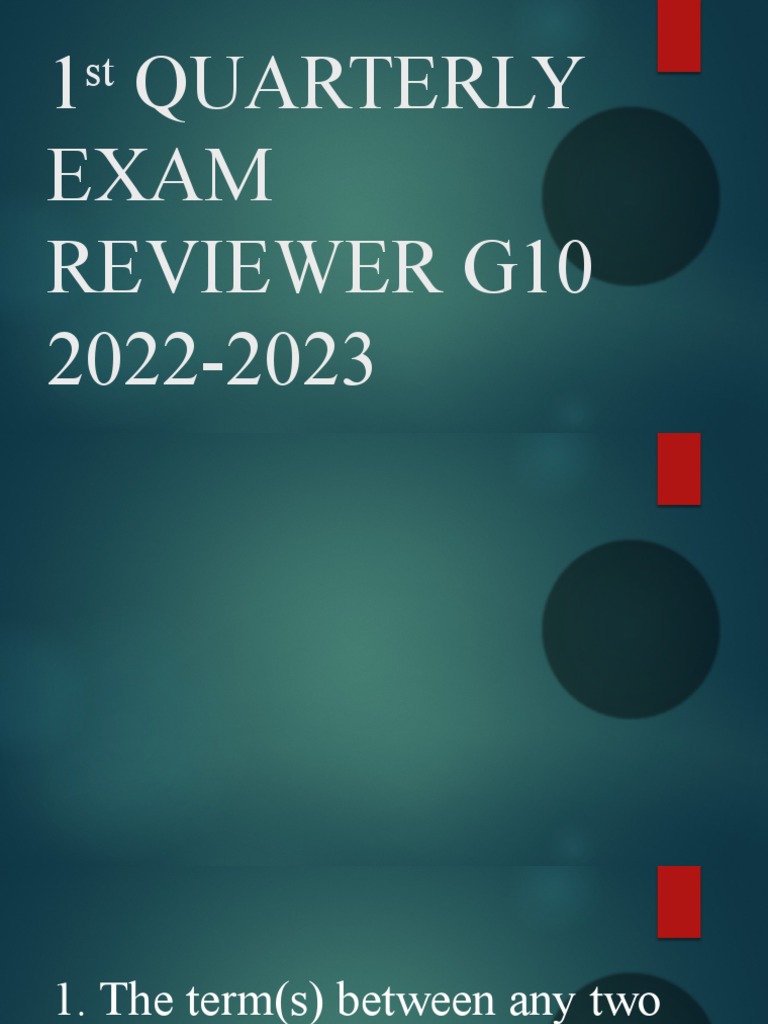 1st Quarterly Exam Reviewer g10 2022 2023 | PDF