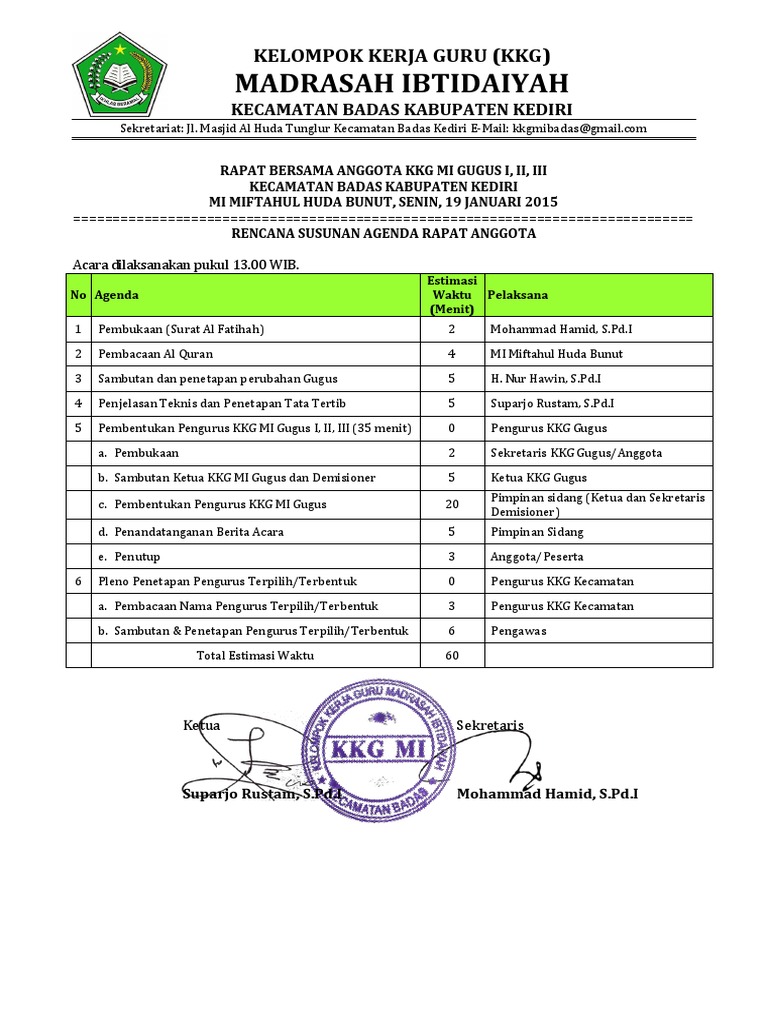 Kelompok Kerja Guru (KKG) Madrasah Ibtidaiyah Kecamatan Badas Kabupaten ...