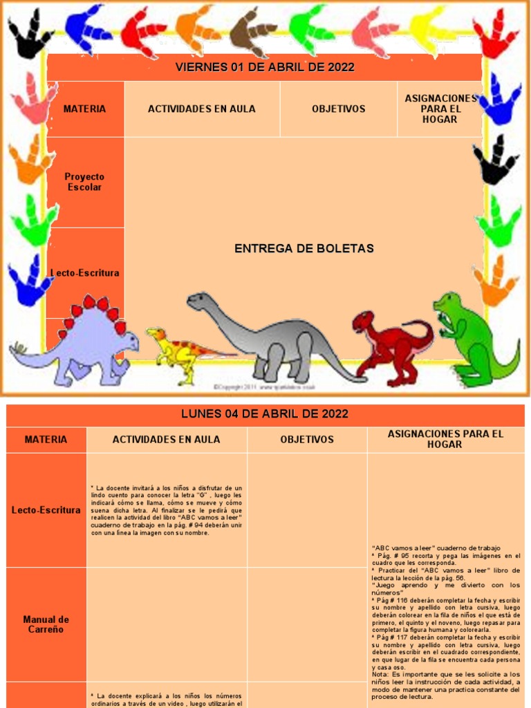 Planificación Abril | PDF | Reloj | Escritura