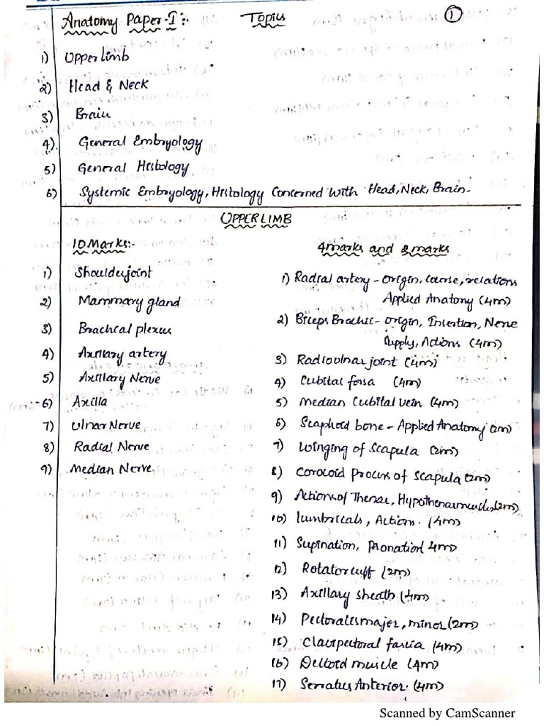 Anatomy Paper 1 | PDF