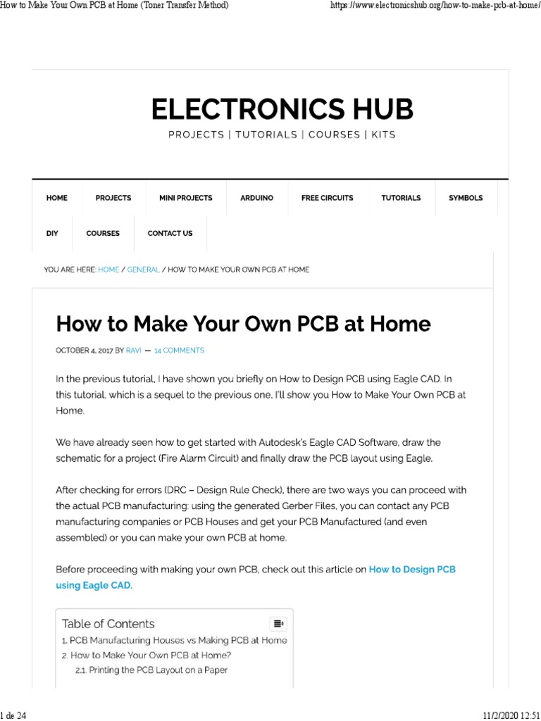 How To Make Your Own PCB at Home (Toner Transfer Method) | PDF