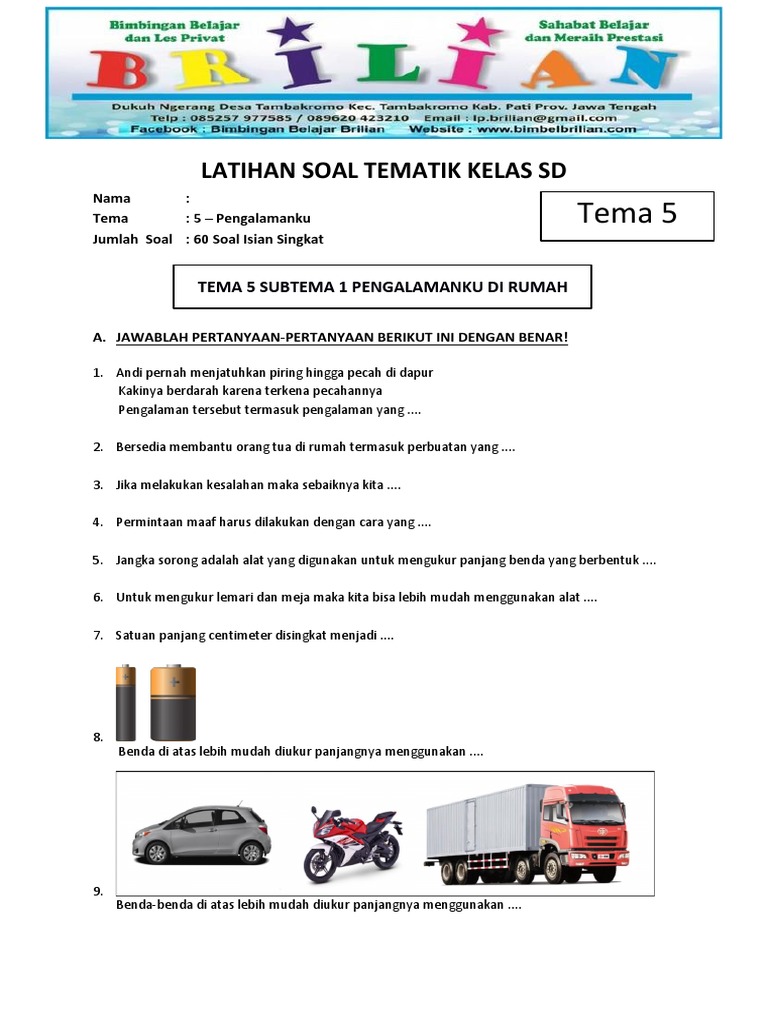 Soal Isian Singkat Tema 5 Kelas 2 SD Dan Kunci Jawaban | PDF