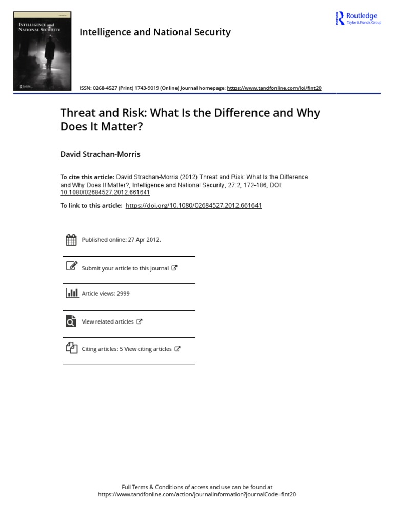 Understanding Threat vs. Risk | PDF | Risk | United States Department ...