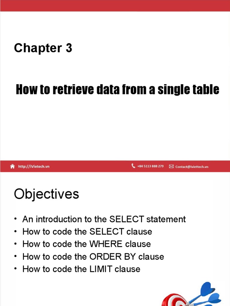 Chapter03 - How To Retrieve Data From A Single Table | PDF | Information Technology Management ...