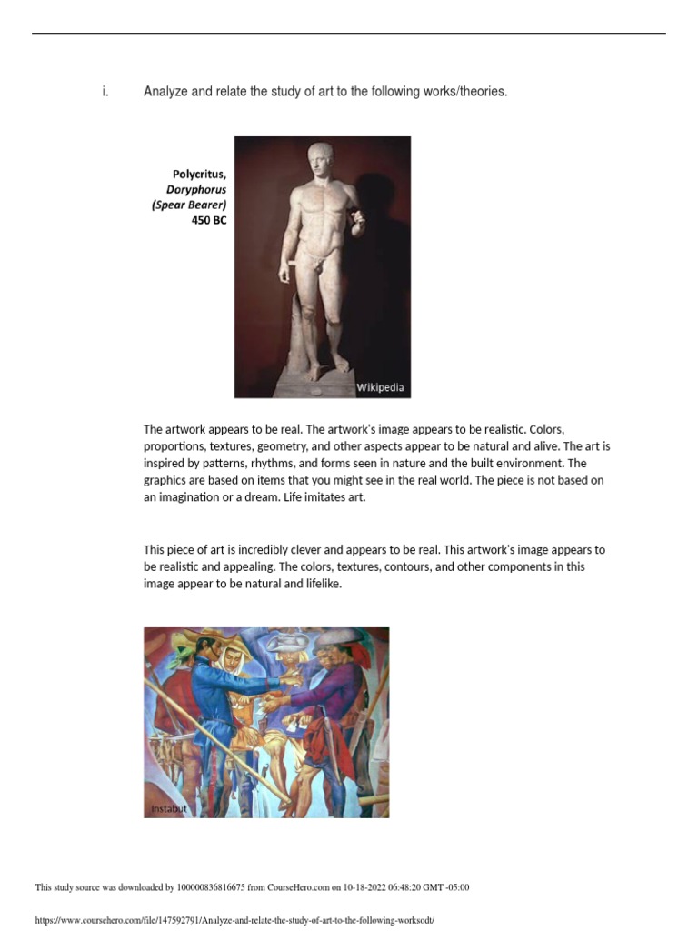 Analyze and Relate The Study of Art To The Following Works - Odt | PDF ...