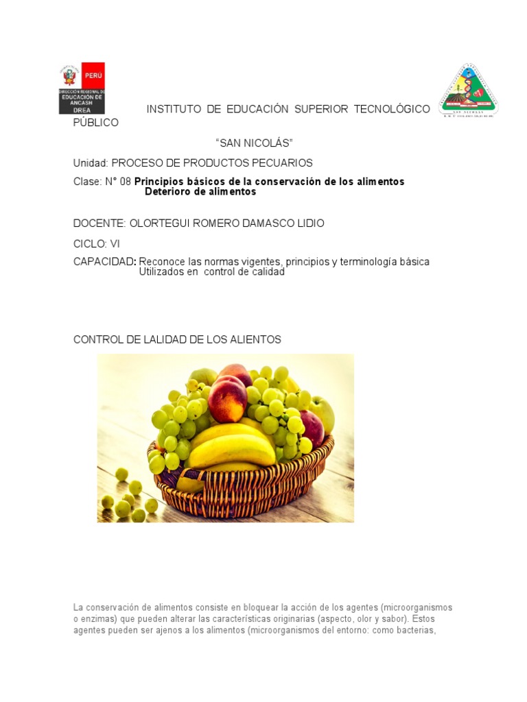 Clae #08 de La Unidad Didactica Proceso de Productos Pecuarios | PDF | Conservación de los ...
