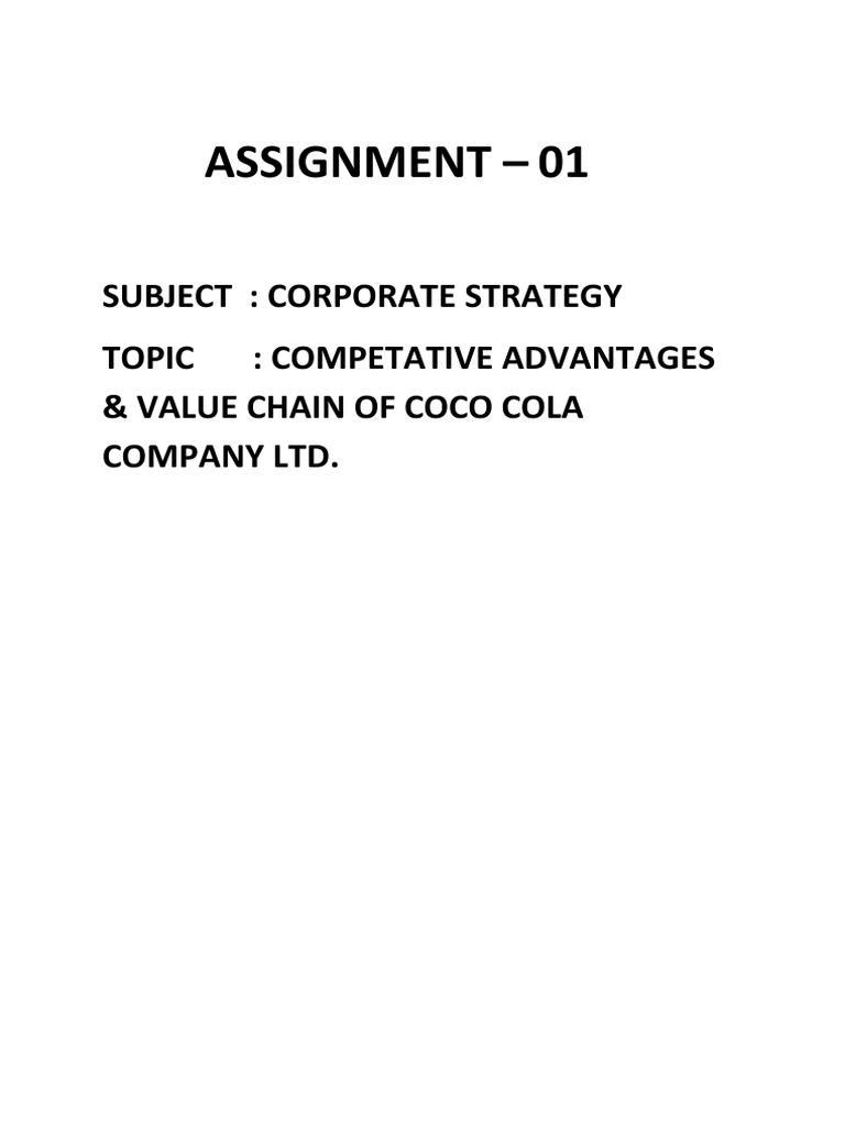 Corporate Strategy | PDF | The Coca Cola Company | Coca Cola