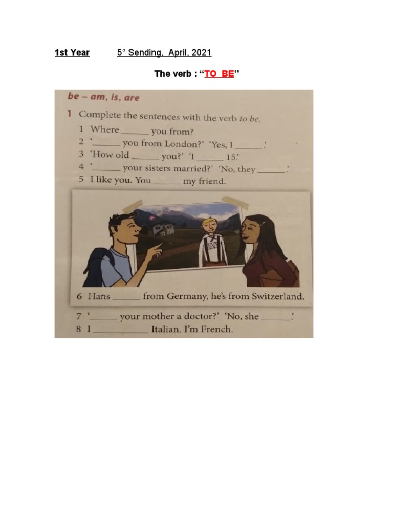 1°21-5° Sending-TO BE - Exercises | PDF