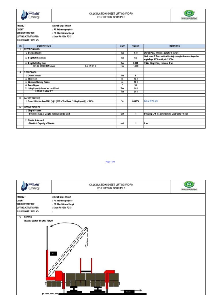 Lifting Plan SPUN PILE | PDF | Crane (Machine) | Manufactured Goods