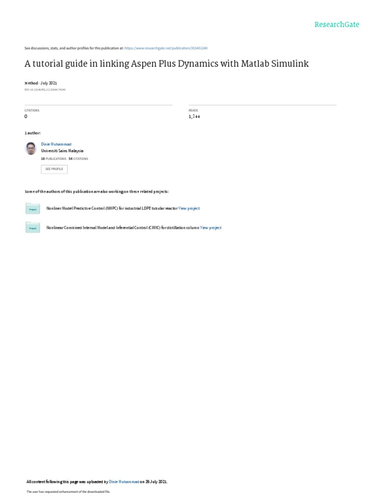 Aspen Dynamicswith Simulink | PDF | Matlab | Simulation