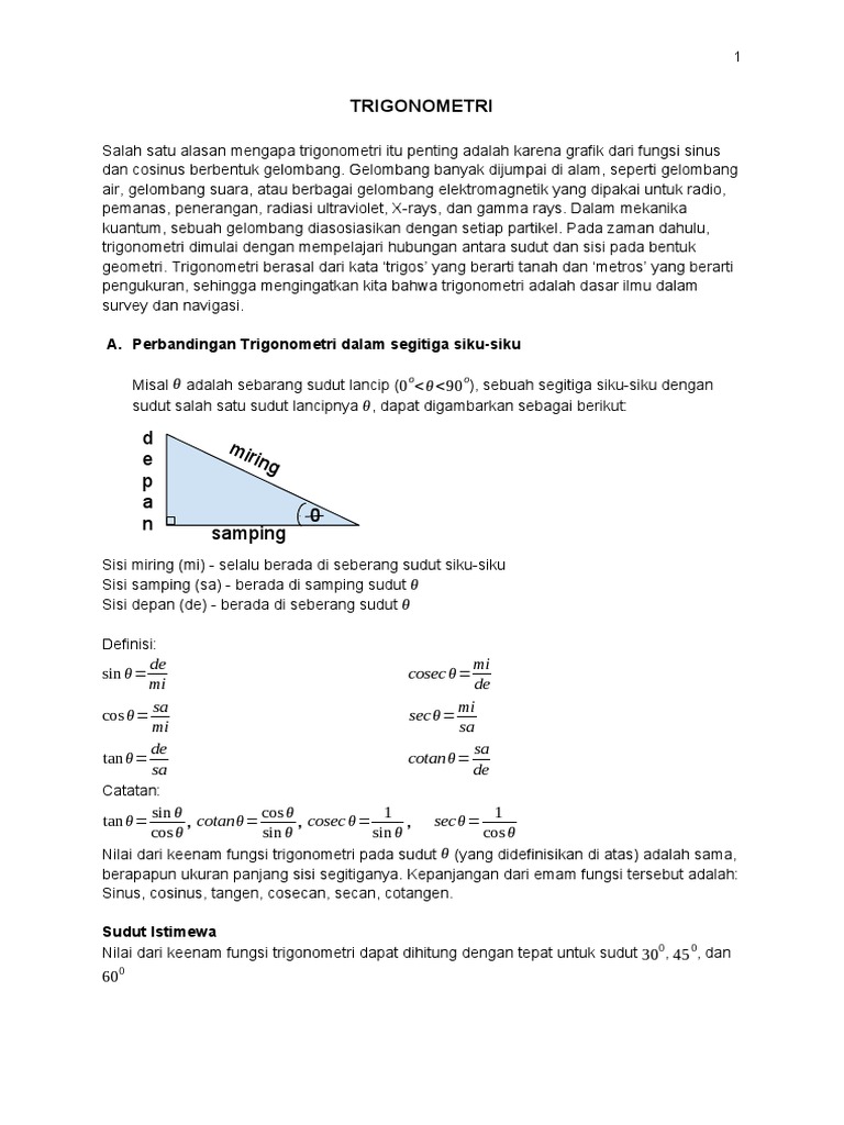Trigonometri: Fungsi dan Aplikasi Dasar | PDF