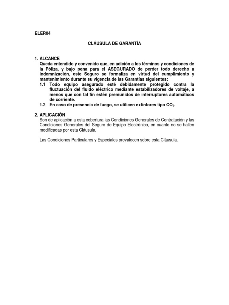 ELER04 Cláusula de Garantía | PDF | Tecnología