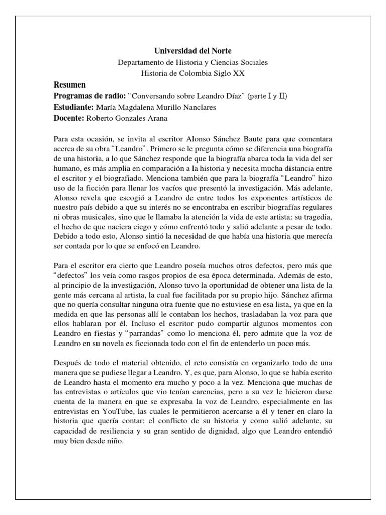 Resumen de Programas de Radio Leandro | PDF | Biografía | Escritores