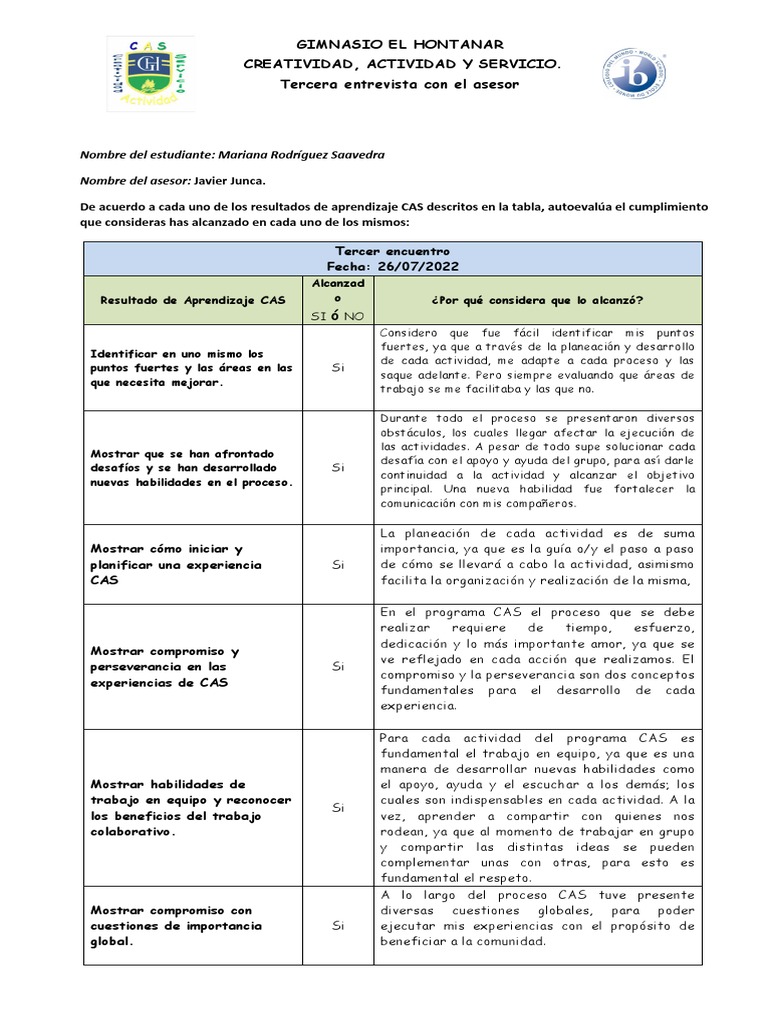 Tercera Entrevista Con El Asesor | Descargar gratis PDF | Aprendizaje | Creatividad