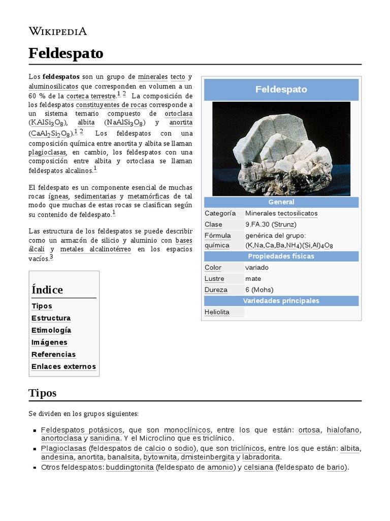 Feldespato | PDF | Minerales | Materiales naturales