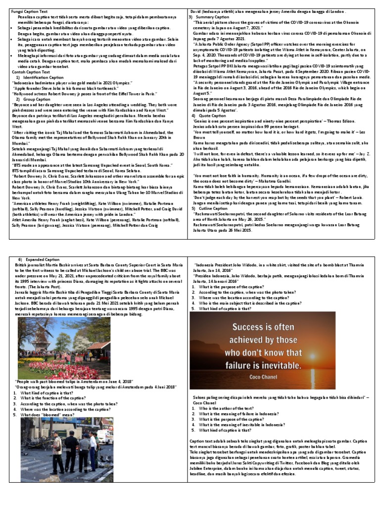 Fungsi dan Contoh Caption Text | PDF